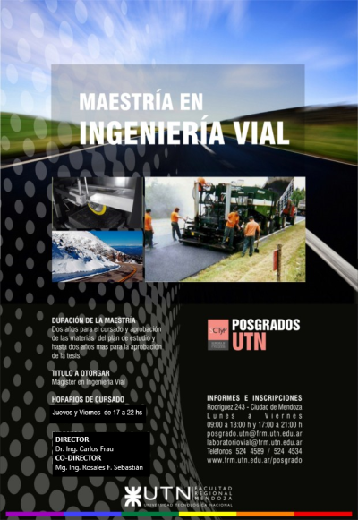 MAESTRÍA EN INGENIERÍA VIAL - INSCRIPCIÓN ABIERTA - UTN - Facultad Regional Mendoza