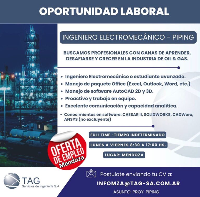 Ingeniero Electromecánico - Piping - UTN - Facultad Regional Mendoza